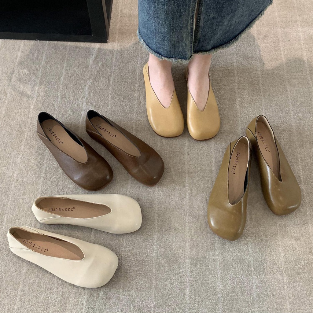 Soft Bottom Gommino Women's Simple Square Toe Low-Cut Slip-on Lazybones ...