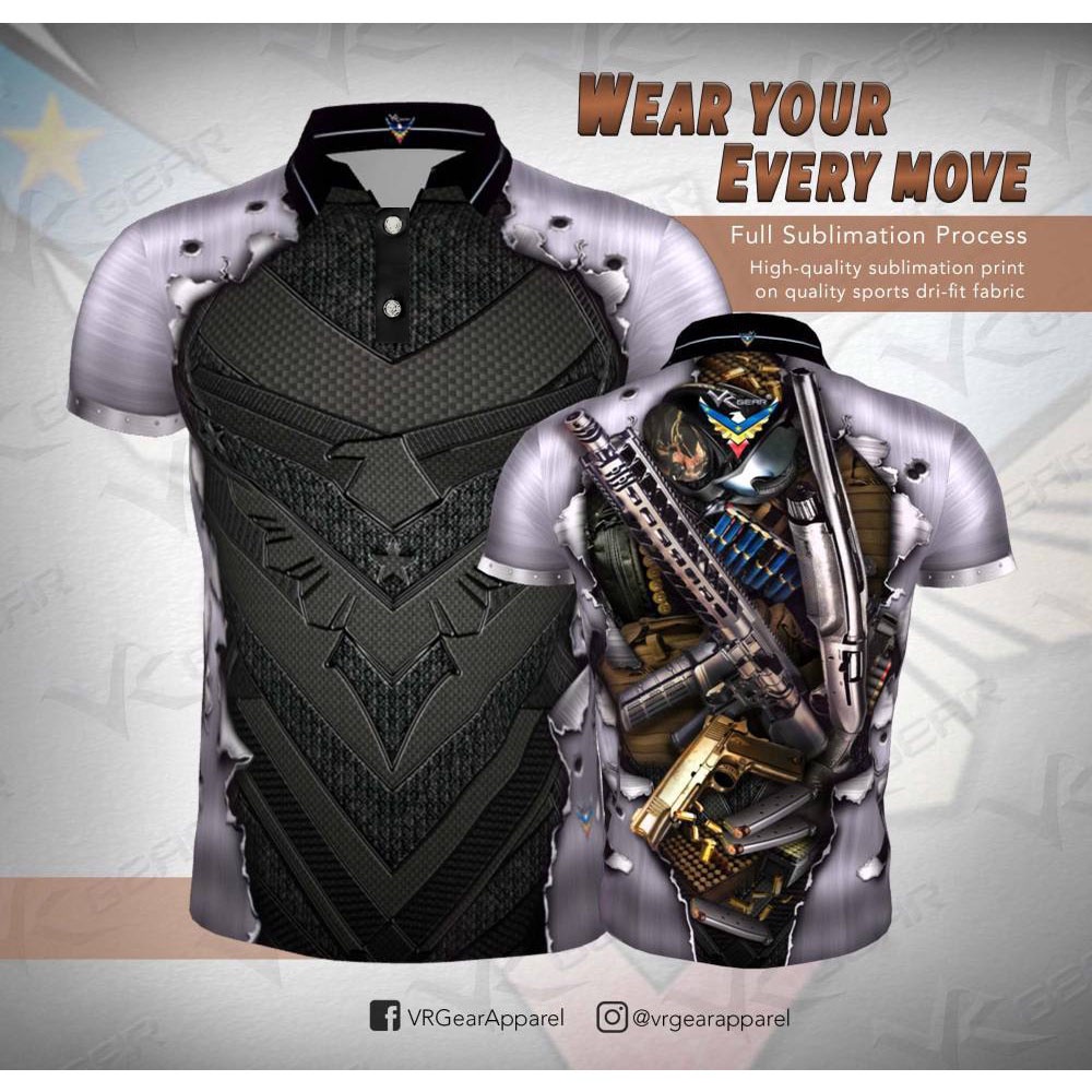 3Gun (Metal Brass) Subli Shirt VR Gear Apparel Full Subli Tactical ...