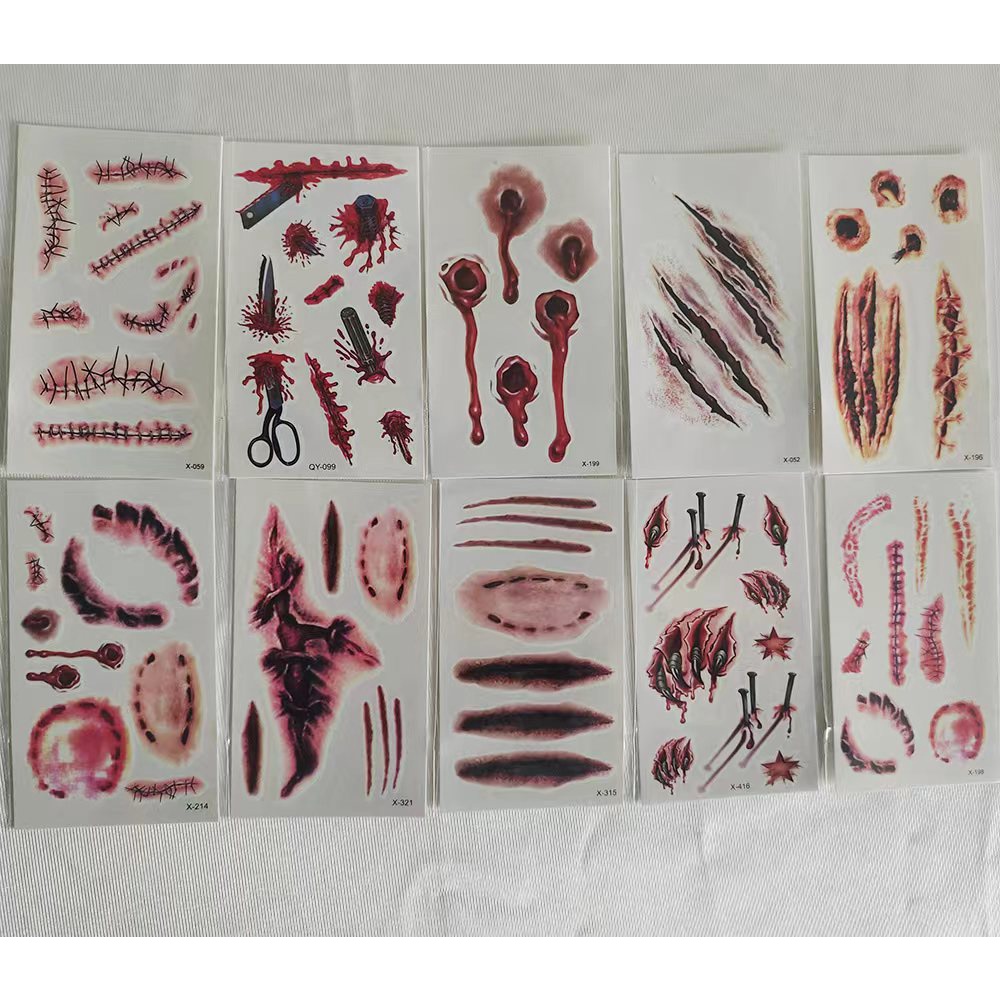 1pcs Halloween Waterproof Temporary Tattoo Stickers Sexy Bloody Makeup ...