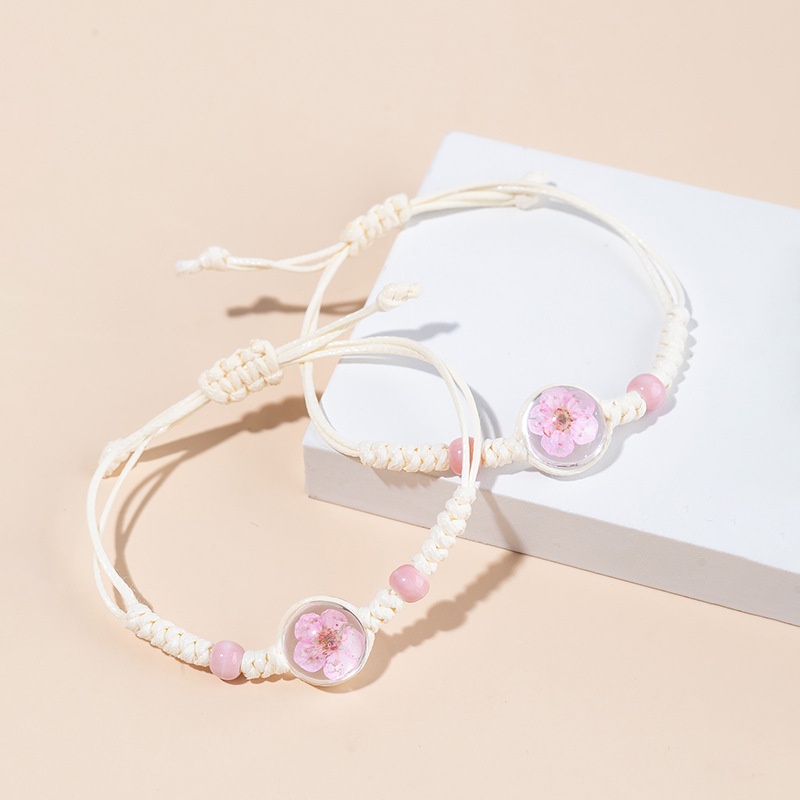 Handmade Natural Dried Flower Glass Ball Bracelet Bohemian Style ...