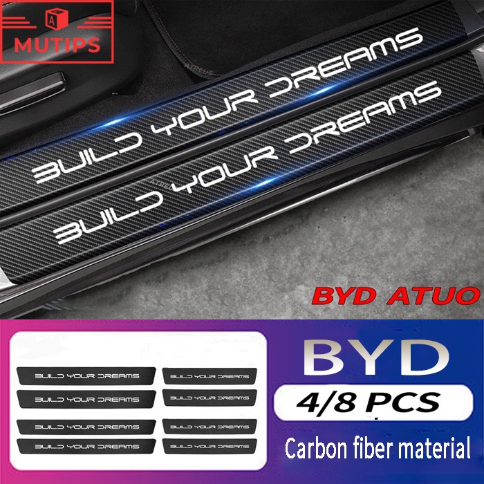 New BYD 4/8Pcs Car Door Stickers Carbon Fiber Sill Protection Auto ...