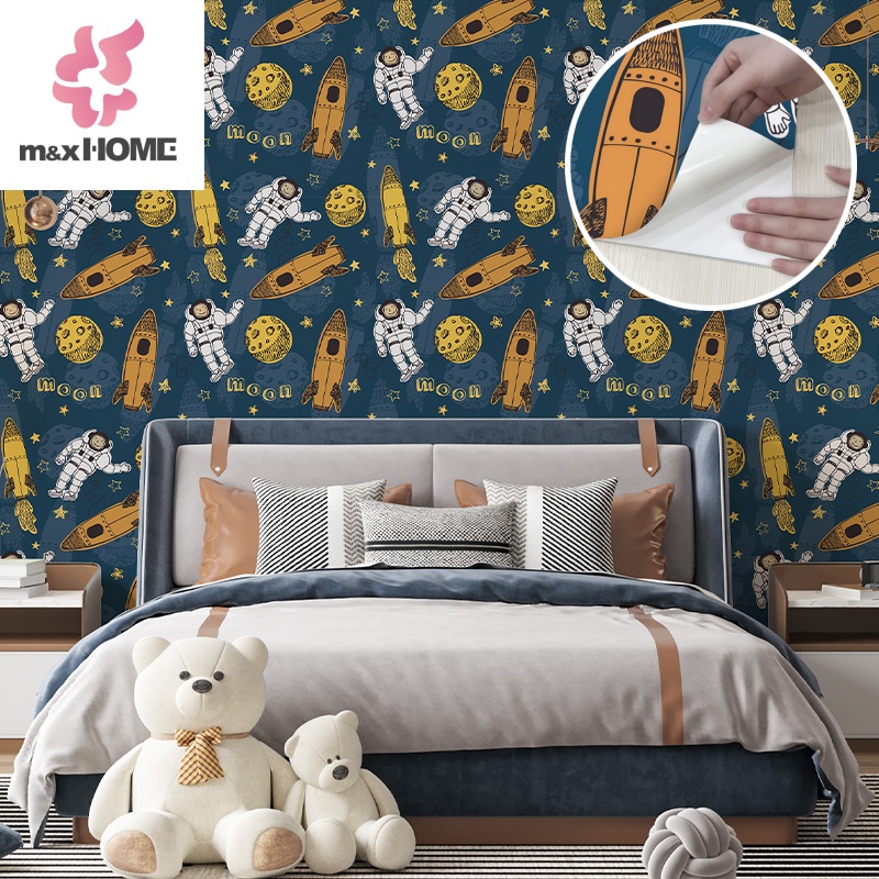 Peel and Stick Space Astronaut Wallpaper for Boys Kids Classroom ...