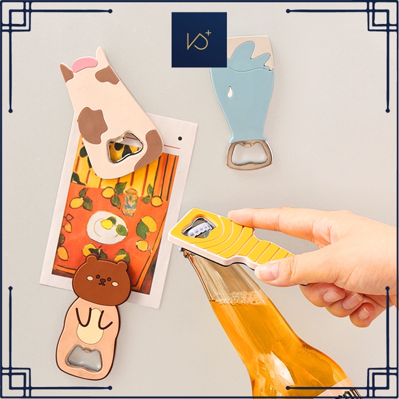 Kitchen Plus Cute Design Magnetic Bottle Cap Opener Cartoon Beer Bottle ...