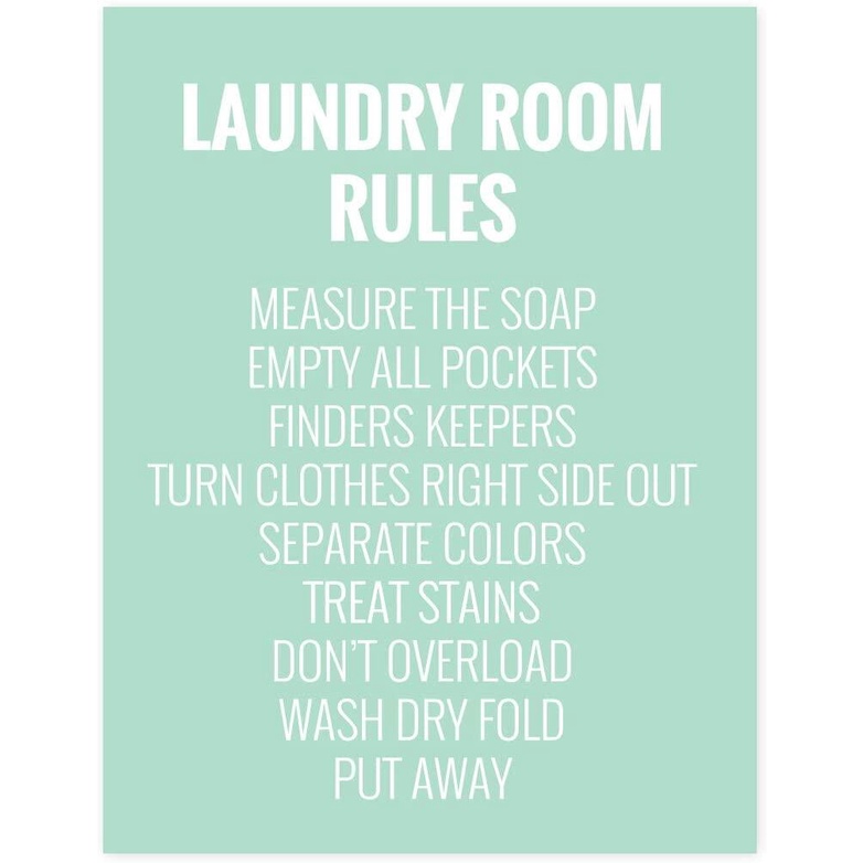 Laundry Room Wall Art Decoration Logo Poster Mint Green Printing ...