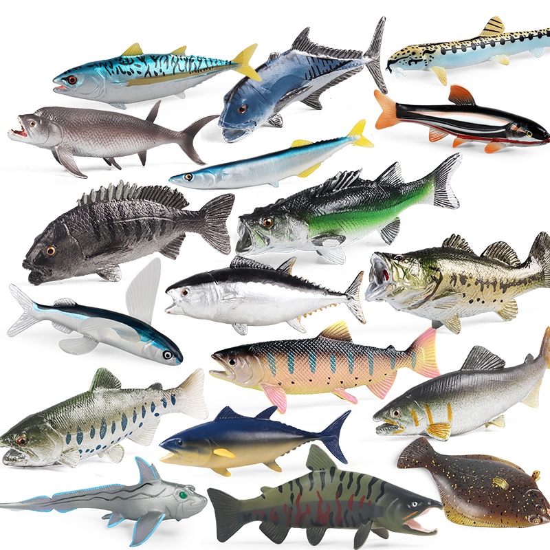 Sealife Animals Bass Skipper Salmon Flounder Flying Fish Model Action ...