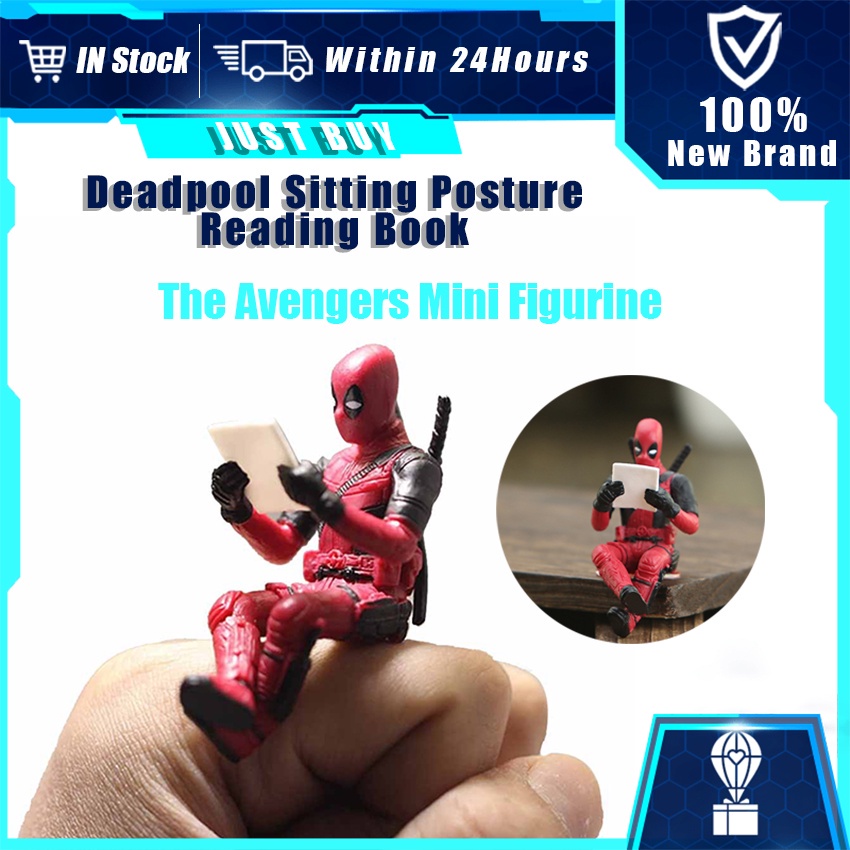8cm Mini Deadpool Action Figure Reading Sitting Posture PVC Doll Model ...