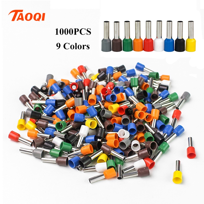 1000pcs/Pack E0508 E7508 E1008 E1508 E2508 Insulated Ferrules Terminal ...