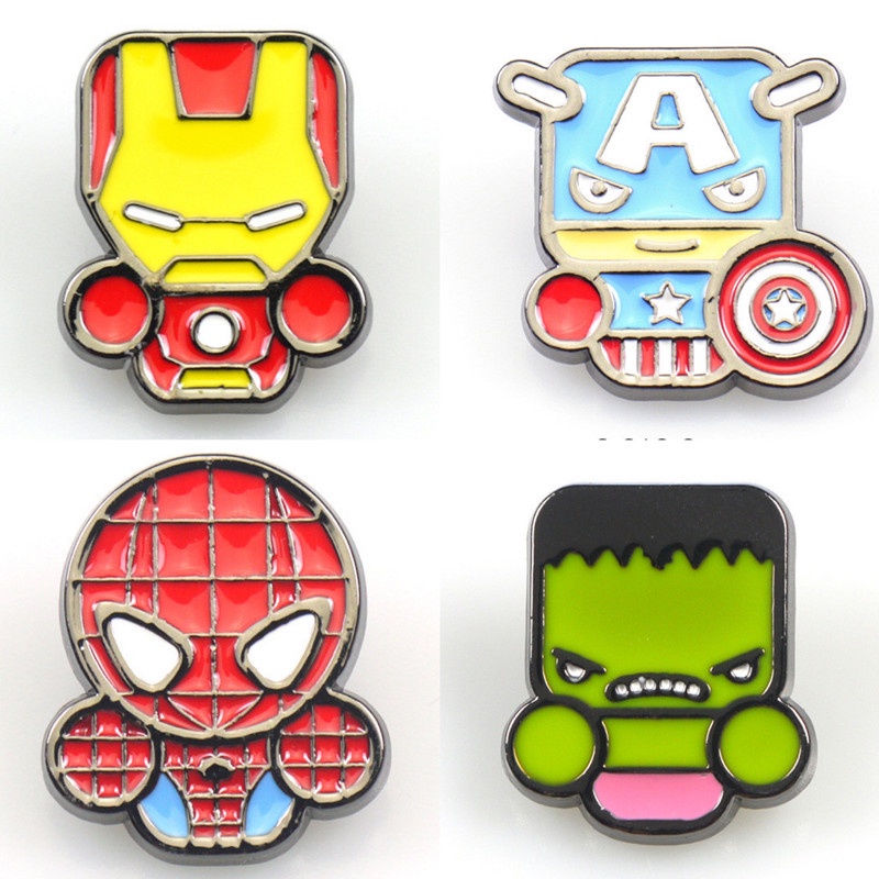 Disney 6 style Marvel Collection Brooch Captain America Iron Man Spider ...