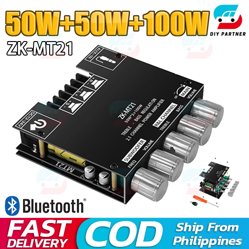 ZK-MT21 2.1 Channel Bluetooth 5.0 Subwoofer Amplifier Board 50WX2+100W Power Audio Stereo Board ...