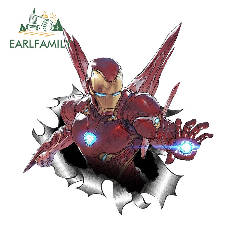 EARLFAMILY 13cm Iron Man Car Sticker Trolley Street signs Funny ...