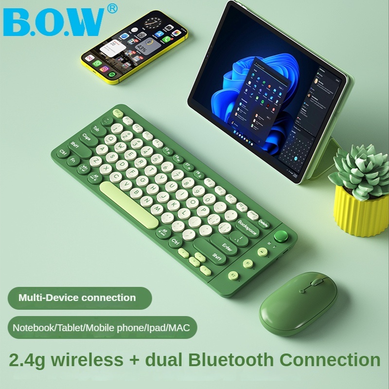 Type-c Rechargeable 2.4G USB Wireless Bluetooth Keyboard Multi-Device ...