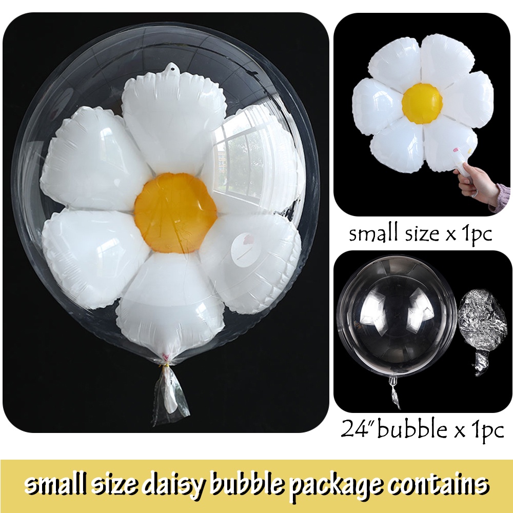 2Pcs/Set Daisy Balloons Transparent Bubble Balloons Set Helium Sunflower Balloons Wedding ...