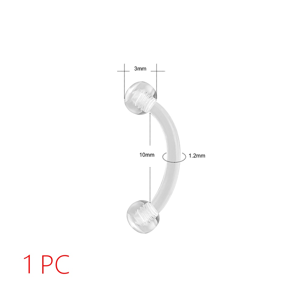 1-5Pcs Clear Acrylic Nose Septum Piercing Invisible Lip Stud Navel Ring ...