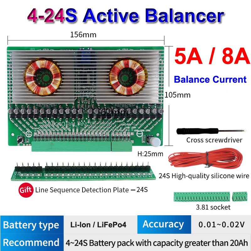 5A 8A Active Equalizer Balancer 4-24S BMS Pack Storage Energy Transfer ...