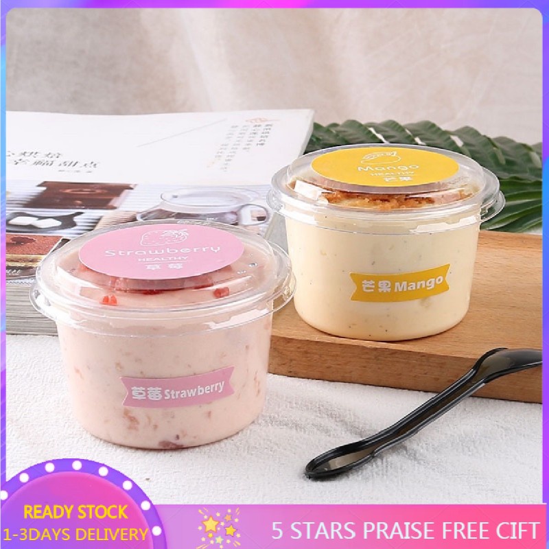[50PCS]5oz Round Clear Dessert Plastic Container w/ Lid Mousse Mini ...