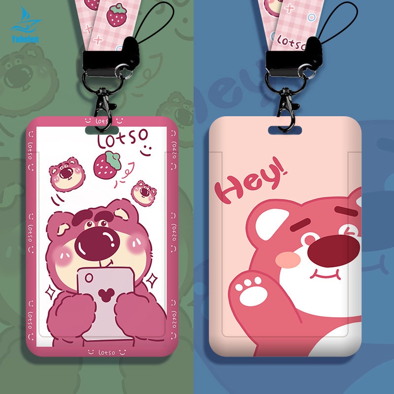 Cartoon student card holder with lanyard work card campus card ID card ...