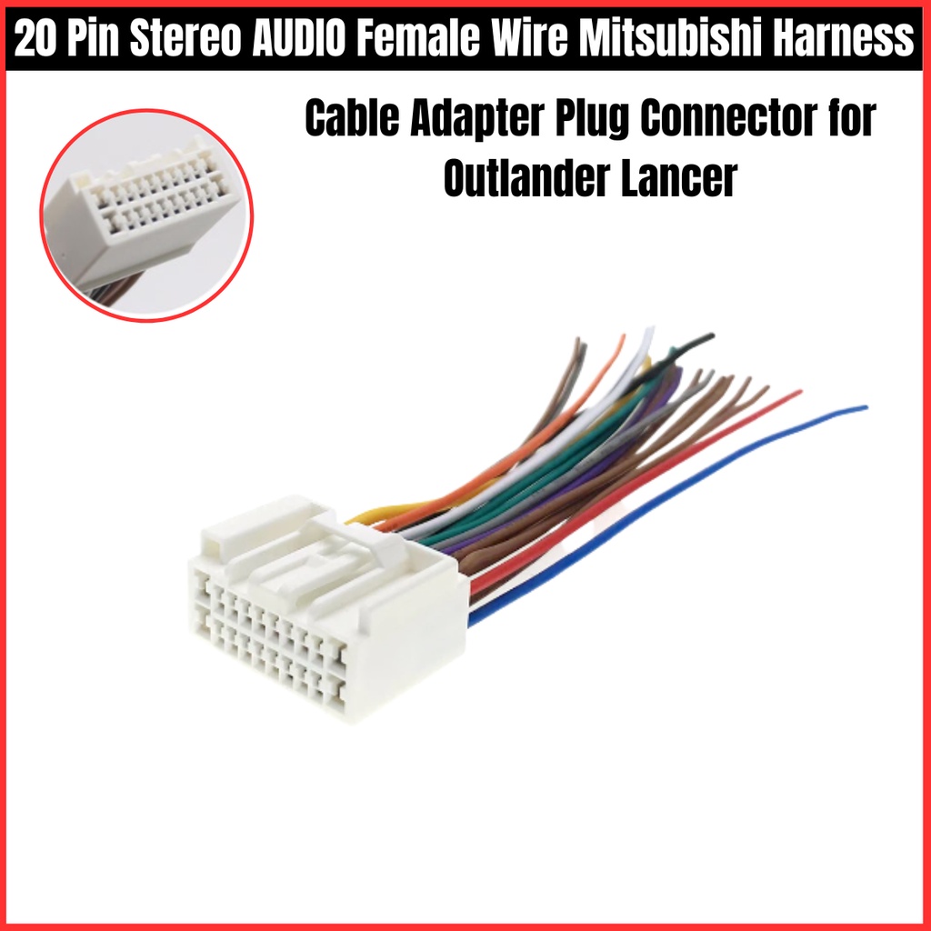 20 Pin Stereo AUDIO Female Wire Mitsubishi Harness Cable Adapter Plug ...