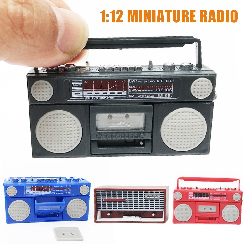 1/12 Scale Miniature Retro Tape-recorder Dollhouse Radio Toy Model ...