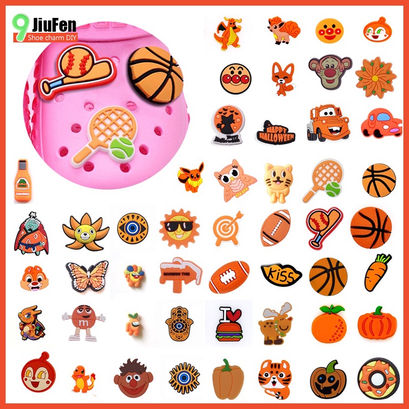 Croc Jibbit Cartoon Croc Buckle Orange Basketball Donuts Pumpkin ...