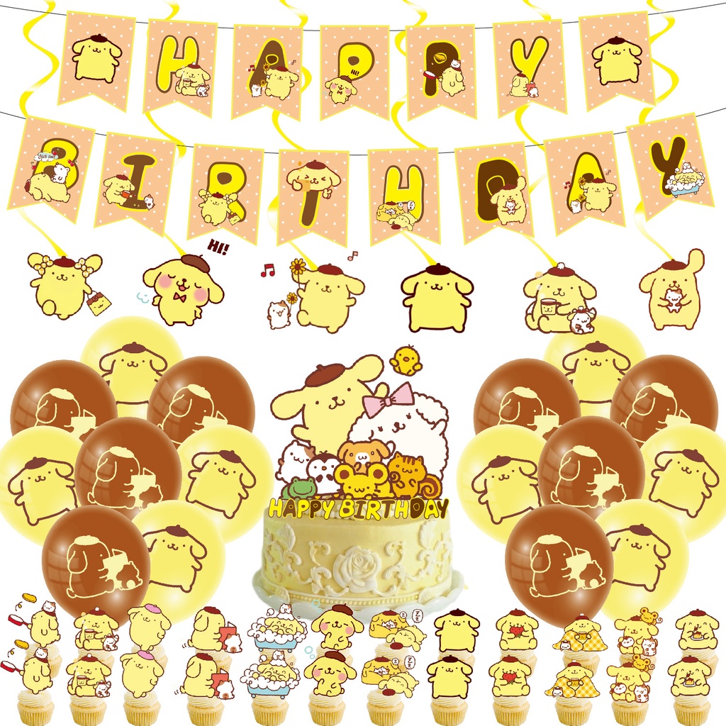 Kira Sanrio pompompurin Theme kids birthday party decorations banner ...