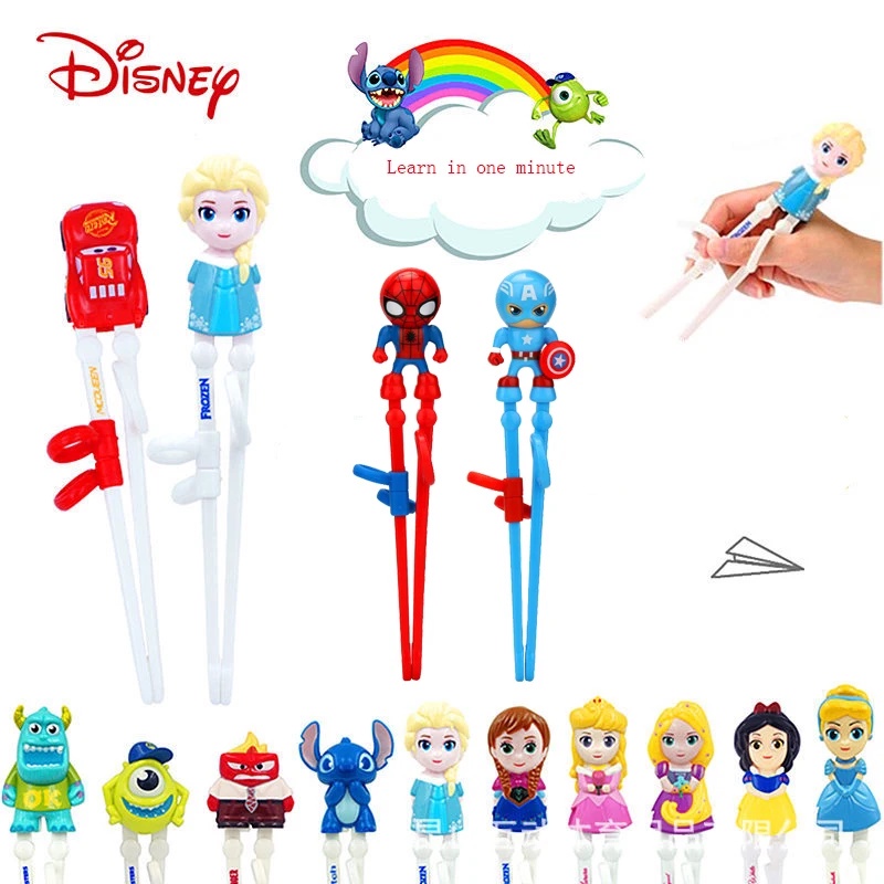Disney Princess Kids Feeding Frozen Elsa Chopsticks Marvel Spiderman 3D ...