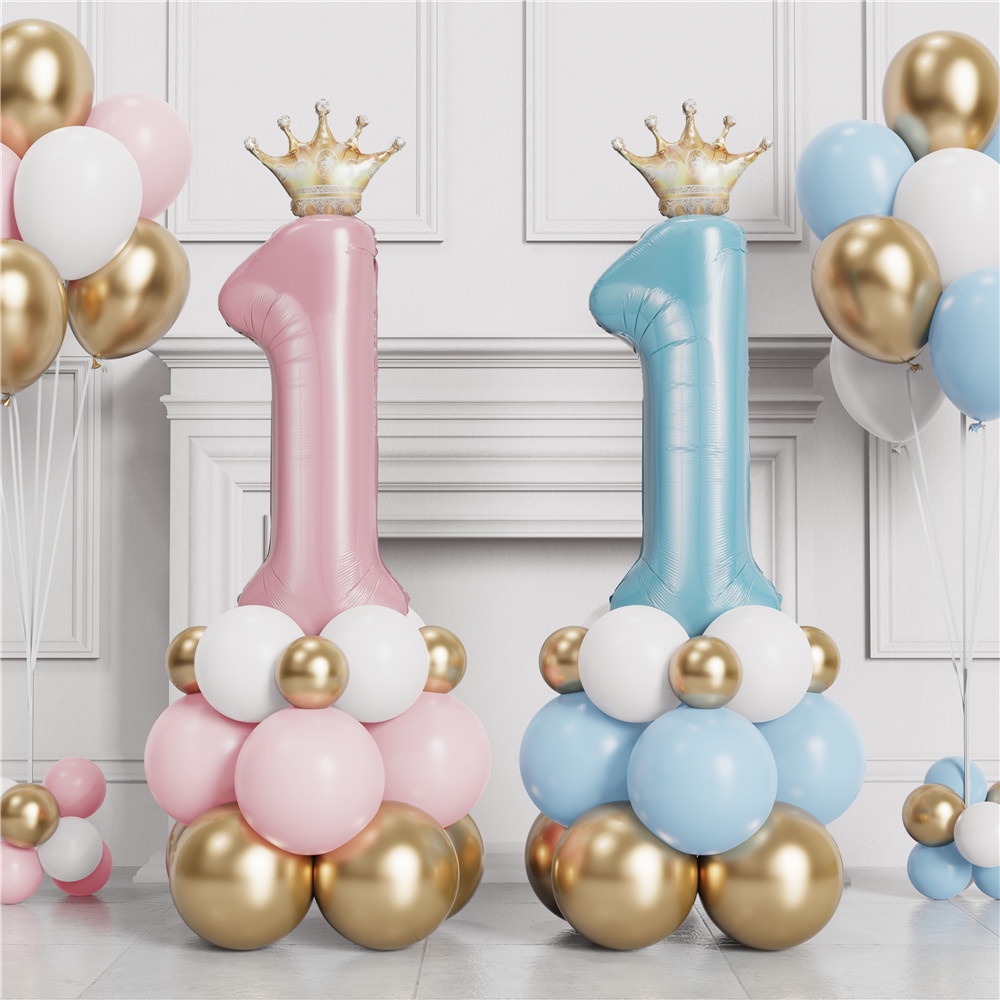 30inch Crown Number 1 Balloons Kit 1st Birthday Party Decoration Foil ...