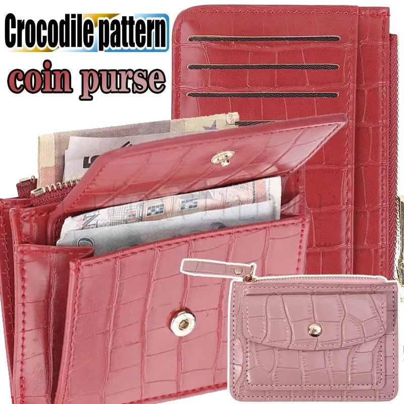 Mini Large Capacity with Zipper Pocket PU Leather Women Card Holder ...