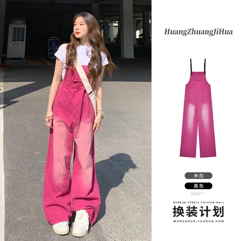 Ready Stock Barbie Pink Overalls Women's T-Shirt Jeans American ...