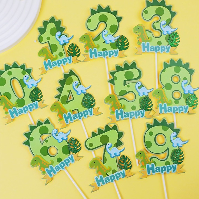 1Pcs Happy Birthday Small Dinosaur Digital Cake Topper for Party ...