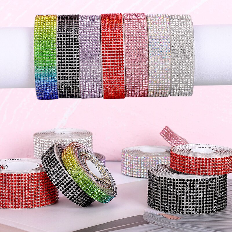 1Yard 91cm Self Adhesive Crystal Rhinestone Diamond Ribbon Glitter ...
