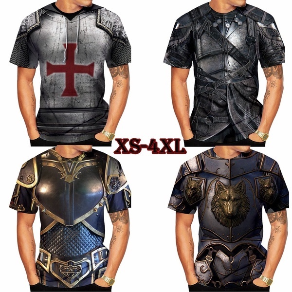New 3d Warrior Armor Print T-shirt Men Fashion Knight T-shirt Hero ...