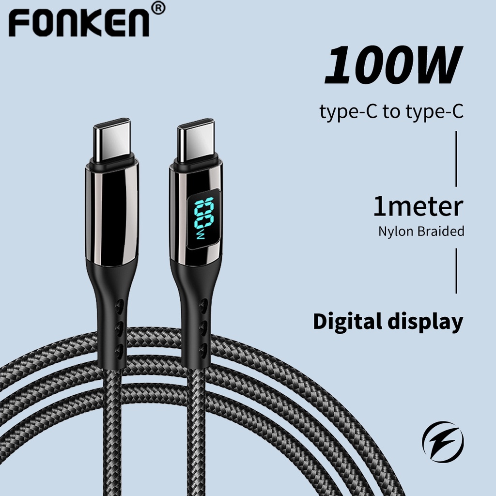 Fonken Pd 100w Usb C To Type Transparent Digital Power Display Cable ...
