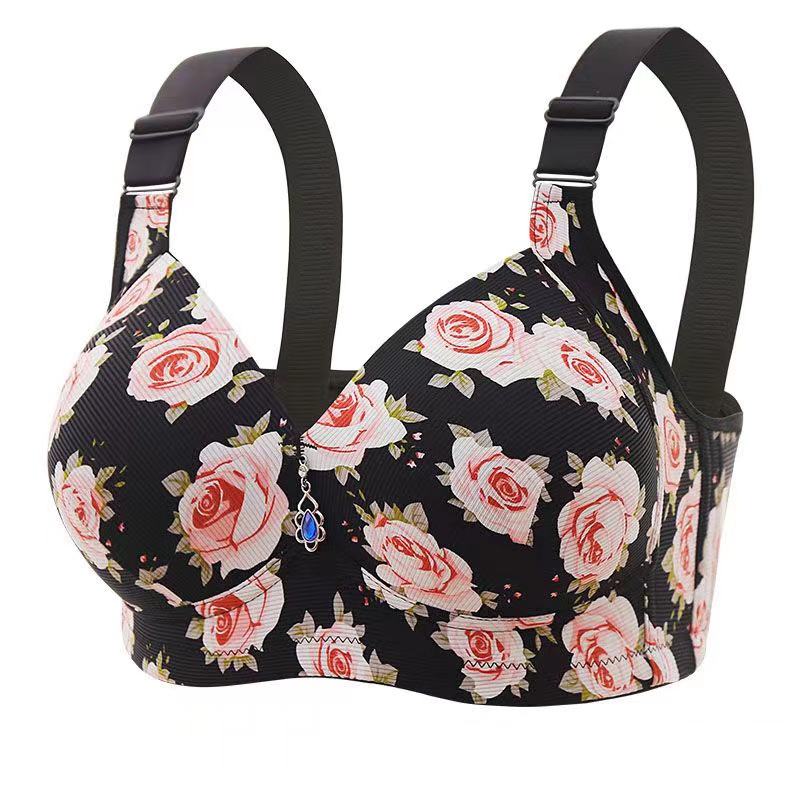 Big Size Bra Size 36-46 Cup B C Wireless Bras Flowe Print No Wire No ...