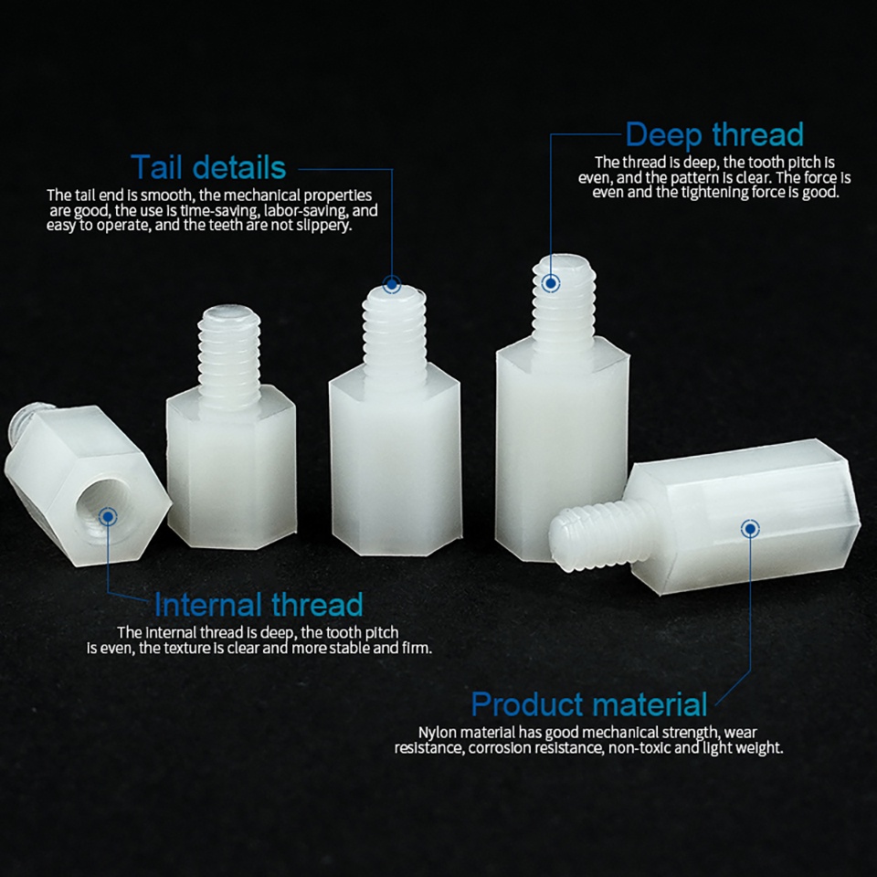 NINDEJIN Nylon Hex Standoff Spacer M2 M2.5 Male Female Plastic Standoff ...