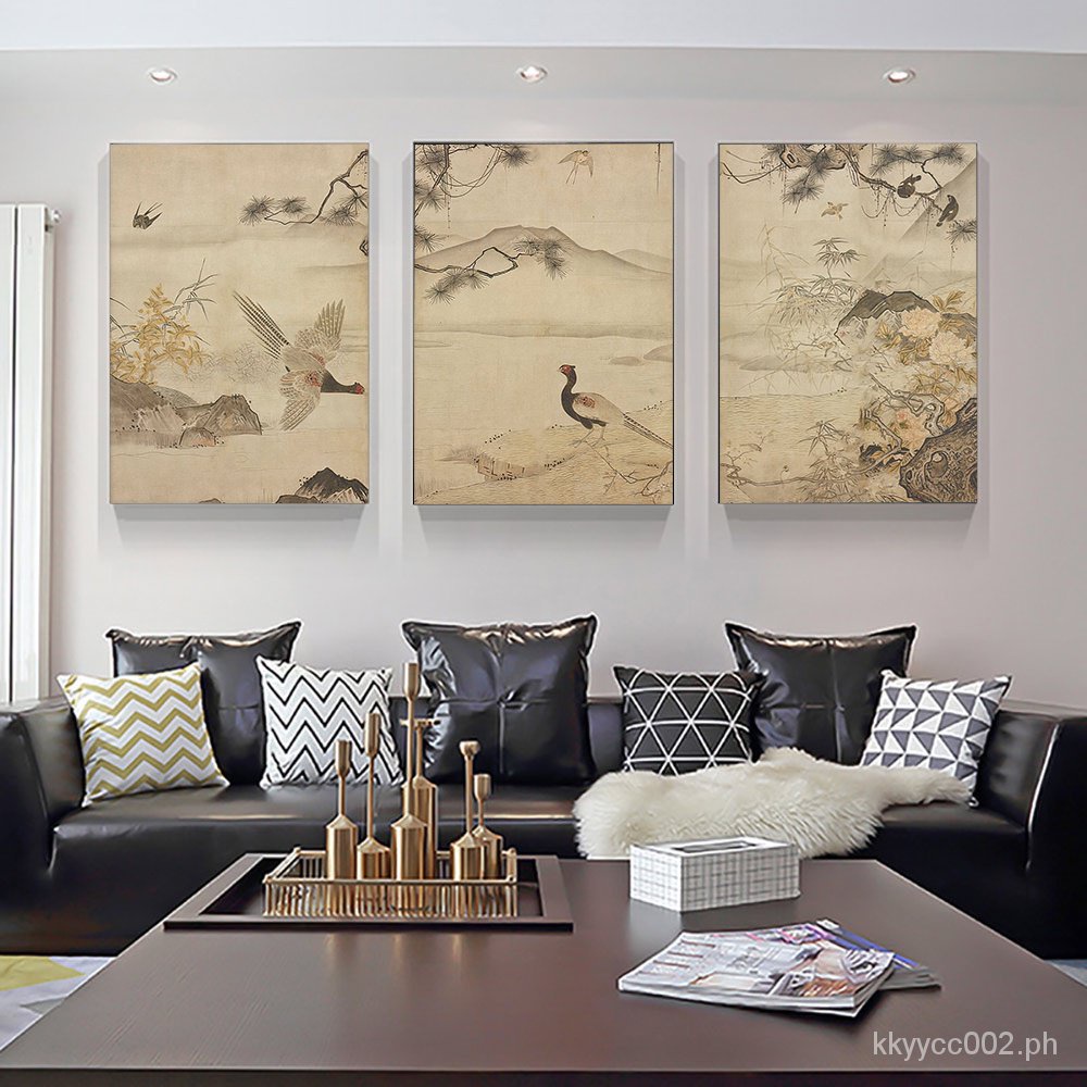 Japanese Set Of 3 Poster Birds And Flowers Of The Four Seasons Canvas Painting Oriental Art ...