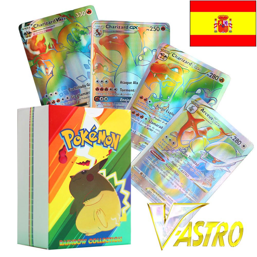 Spanish rainbow Pokemon card Shiny Vstar VMAX holographic trading game ...