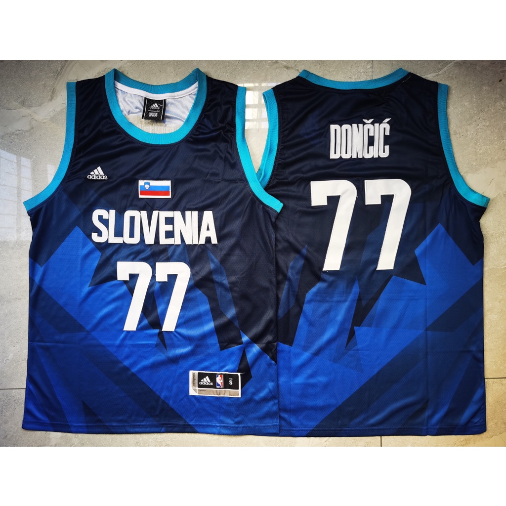 Available nba Dallas Mavericks No. 77 Doncic dark blue wears basketball ...