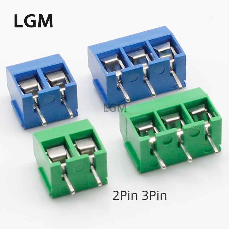 10Pcs KF301 Screw 2/3Pin 5.0mm Straight Pin PCB Screw Terminal Block Connector Blue and Green ...