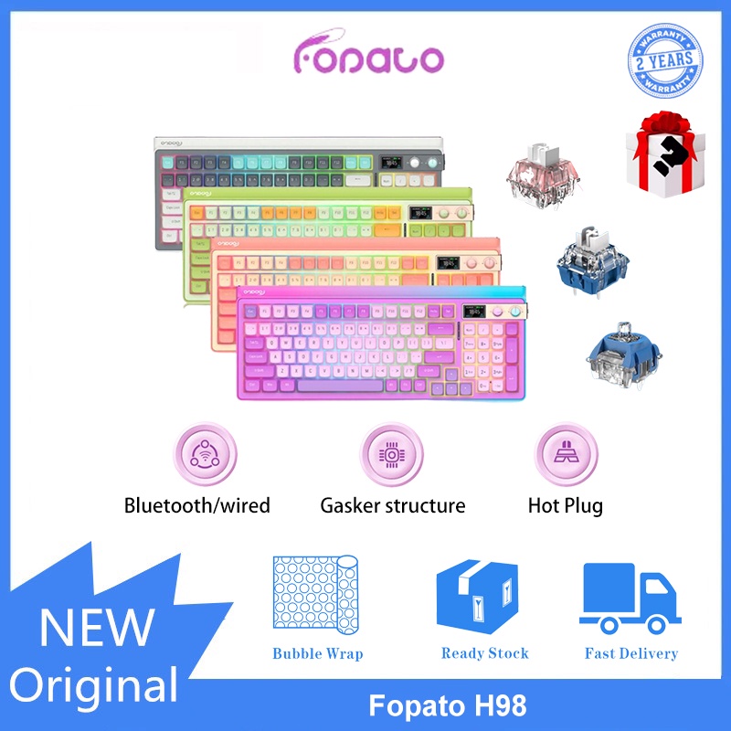 Fopato H98 Wireless Bluetooth keyboard three mode hot swappable ...
