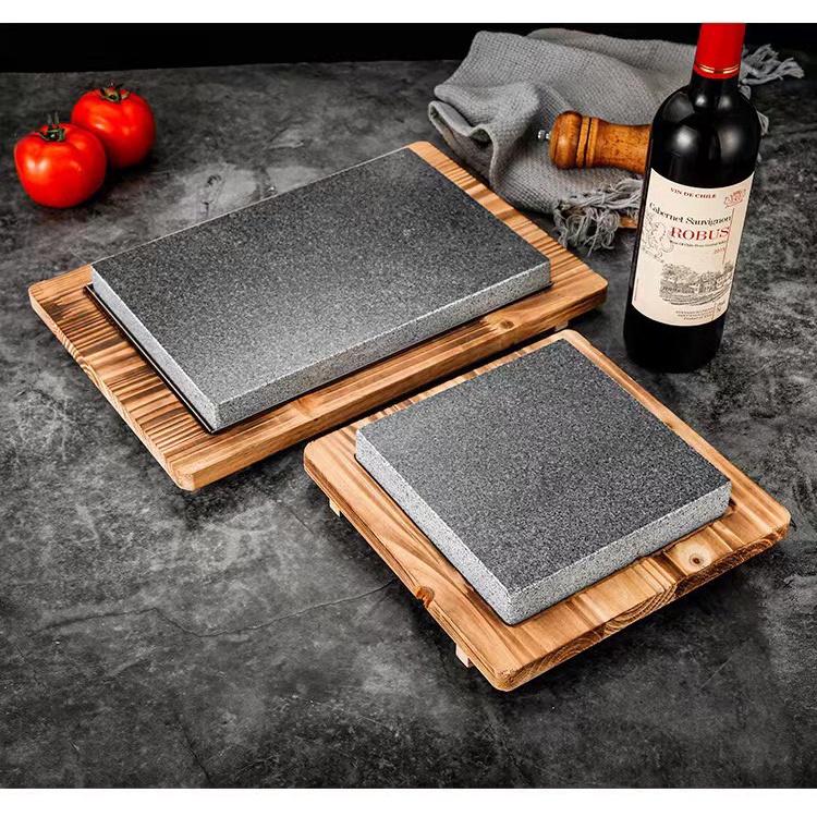 Livingplus Premium Lava Stone Cooking Sizzling Steak with Wood Set ...