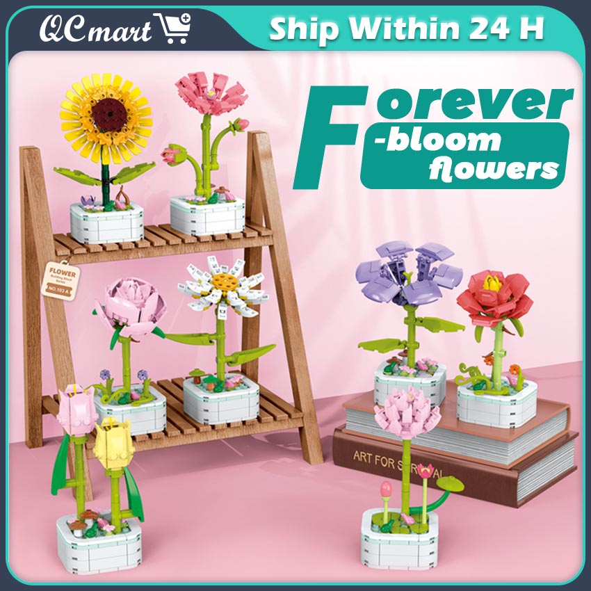 【Ship In 24H】 Eternal Creative Flower Rose Building Block Brick ...