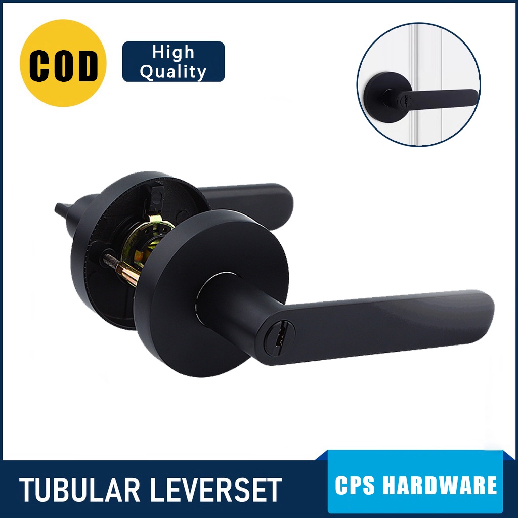 [Ready stock] black gold door knob black lockset gold lever type ...