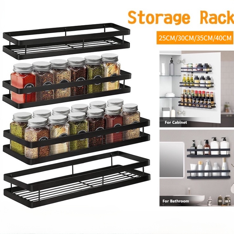 Wall Mounted Kitchen Hanging Rack Kitchen Condiment Organizer Spice ...