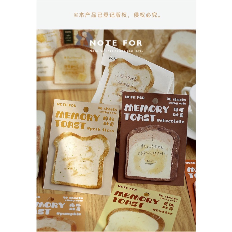 30 Pcs Cute Sticky Notes Cartoon Sticky Notes Toast Shape Markers Flags ...