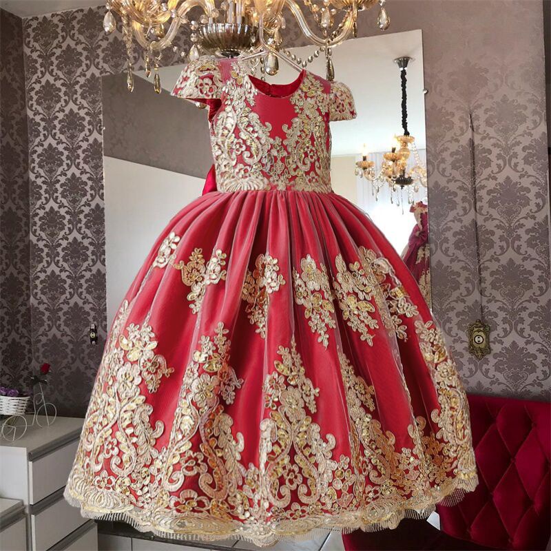 Princess Embrodery Tutu Dress Big Bow Little Girl Birthday Party ...