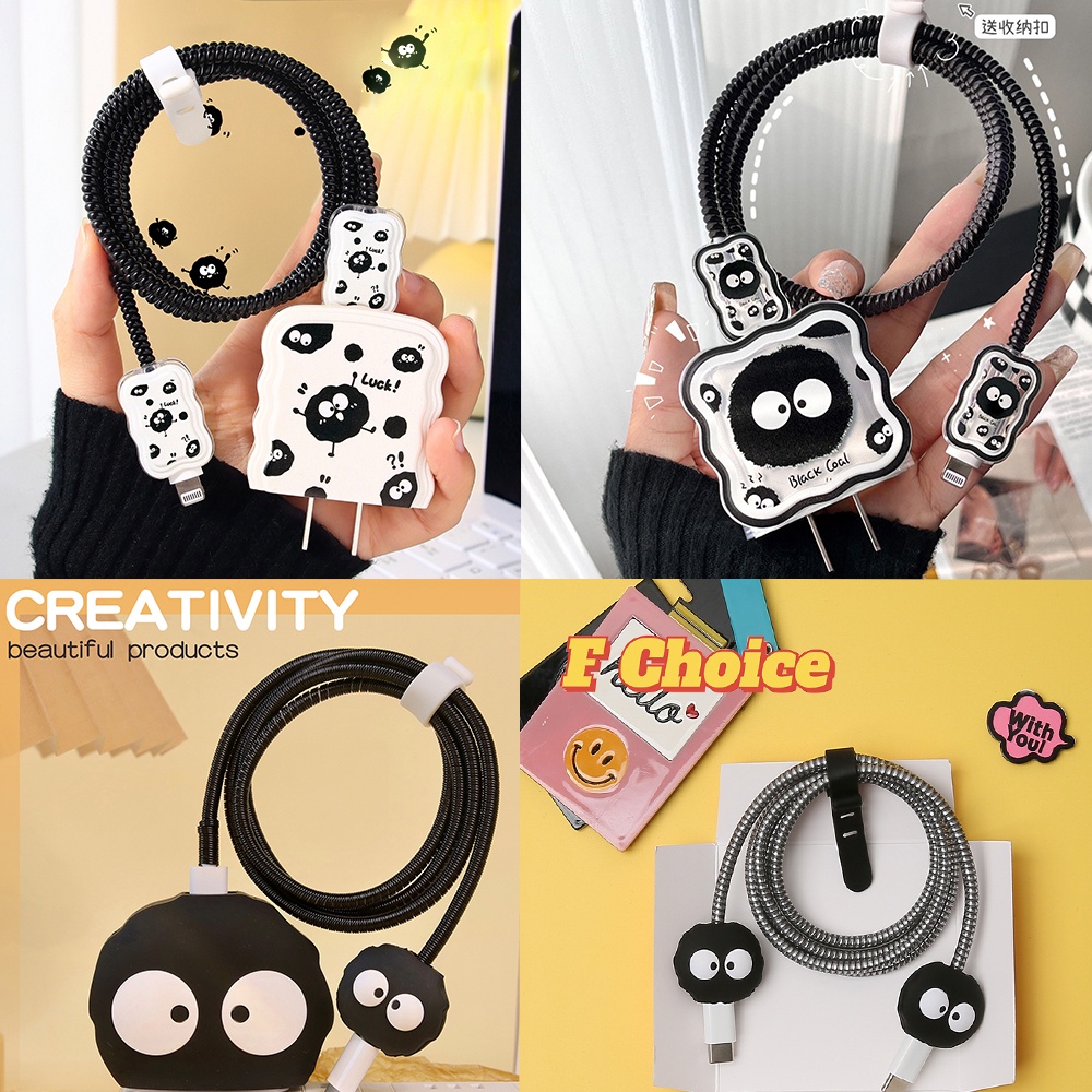 Cute Cartoon 20W Charger Protector Coal Ball Pattern Anti-breaking Data ...