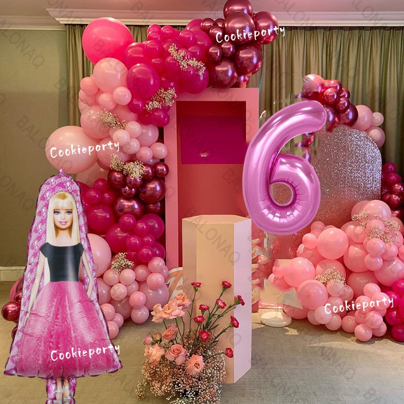 79pcs/set Barbie Theme Balloons Garland Arch Kit 32"Pink Number 1-9th ...