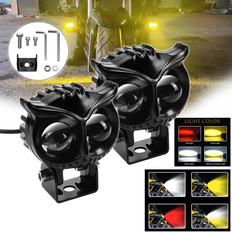 LED Motorcycle Car Mini Driving Light Spotlights Auxiliary Light Owl 4 ...