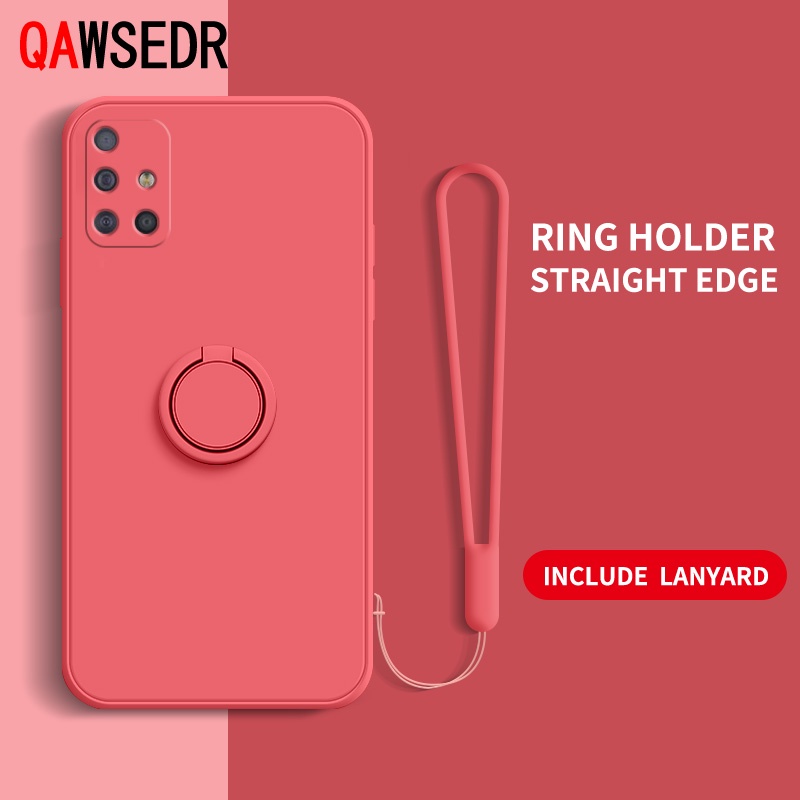 Ring Holder Case For Samsung A51 A71 4G Straight edge Liquid Silicone ...
