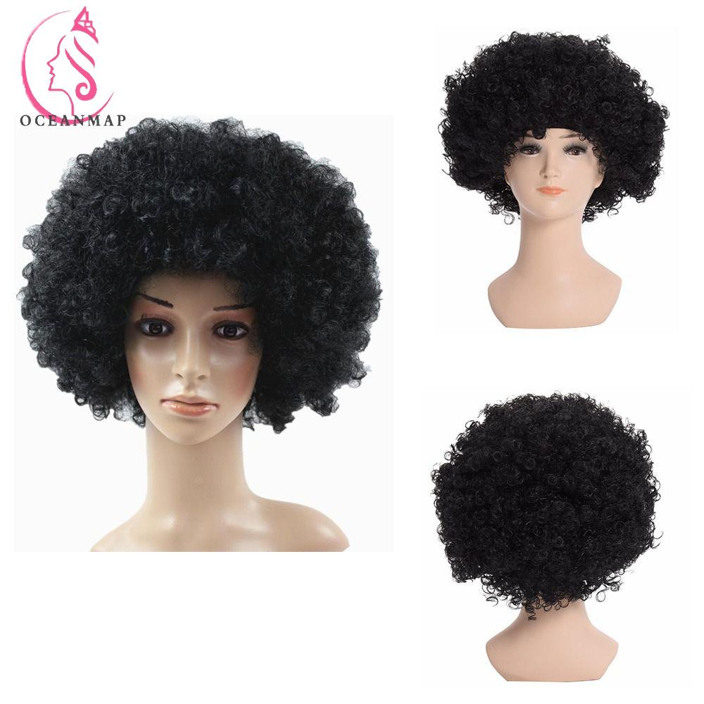 OCEANMAP Black Mega Jumbo Wig High quality Punk 70s 80s Women Synthetic ...